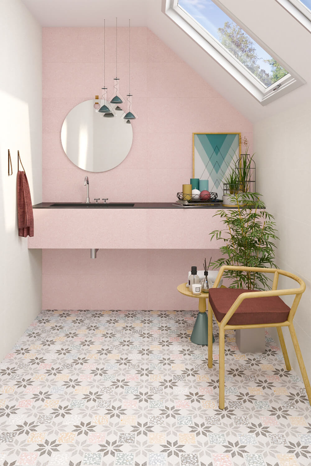 Керамическая плитка розового цвета